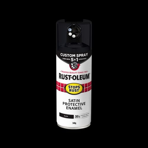 Rust-Oleum 340g Black Satin Stops Rust Custom Spray 5 In 1 Spray Paint ...