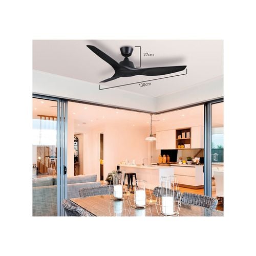 Arlec 130CM Matte Black Akva 3 Blade DC Ceiling Fan - Bunnings New Zealand