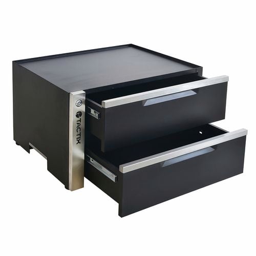 Tactix 60cm Black Double Drawer Cabinet - Bunnings Australia