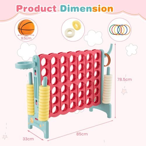 Costway Giant 4 In A Row Connect four Board Game Set w/Basketball Hoop ...