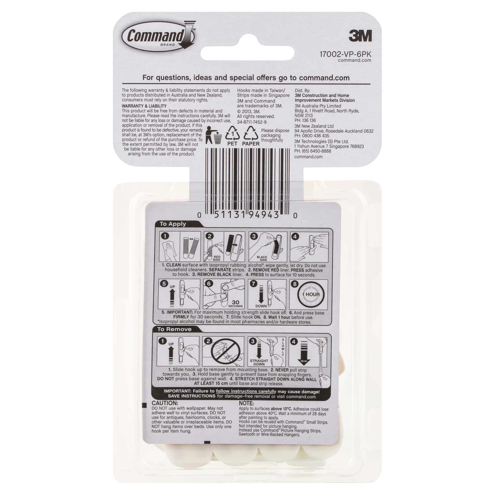 Command Small Hook - 6 Pack - Bunnings New Zealand