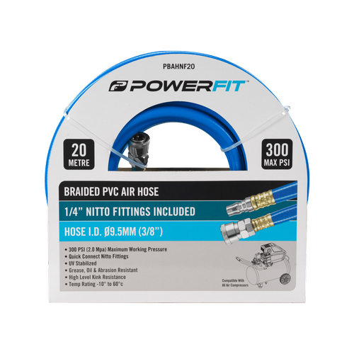 PowerFit 20m Braided Air Hose With Nitto Fittings - Bunnings Australia