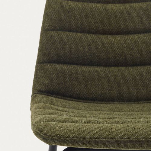 Zunilda stool in dark green and steel chenille with matt black finish ...