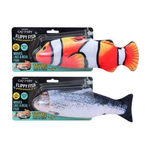 Paws & Claws 28.5 x 8cm Assorted Catsby Flippy Fish Cat Toy - Bunnings ...