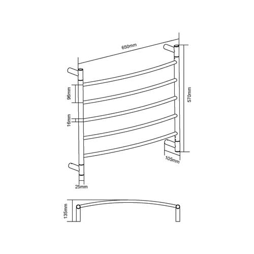 Barelli Gun Metal Grey 5 Bar Round Curved Heated Towel Rail - Bunnings ...