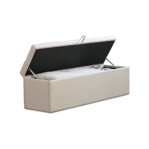 Italian Design Extra Large Ottomon Storage Box Wooden Fabric White Oak ...