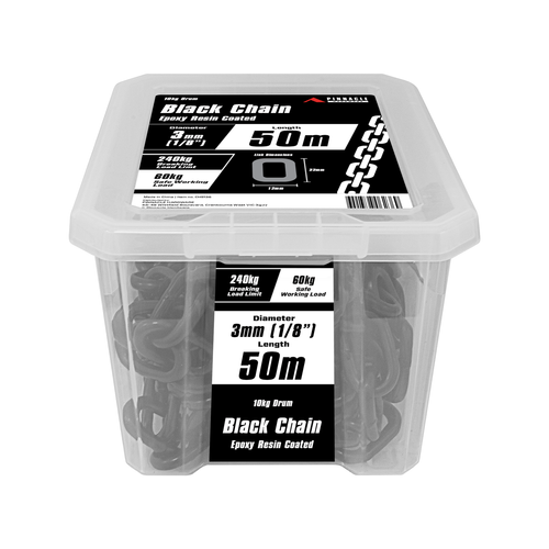 Pinnacle 3mm 1/8" x 50m Black Chain - Bunnings Australia