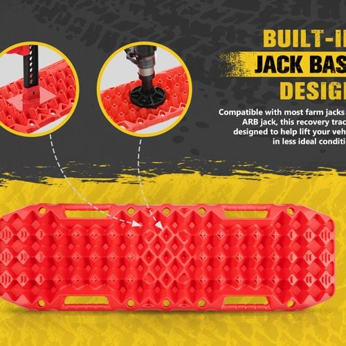 Pair Recovery Tracks Sand Track with Jack Base 10T Red - Bunnings Australia