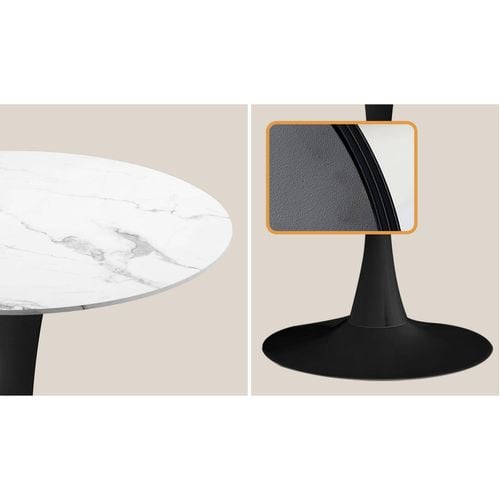 Oikiture 90cm Dining Table Round Metal White&Black - Bunnings Australia