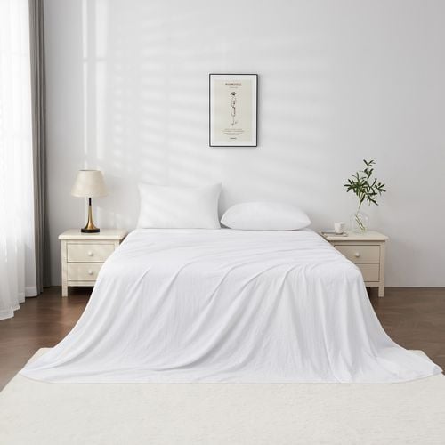 LINENOVA Pre Washed Microfiber Sheet Set - Queen,White - Bunnings Australia
