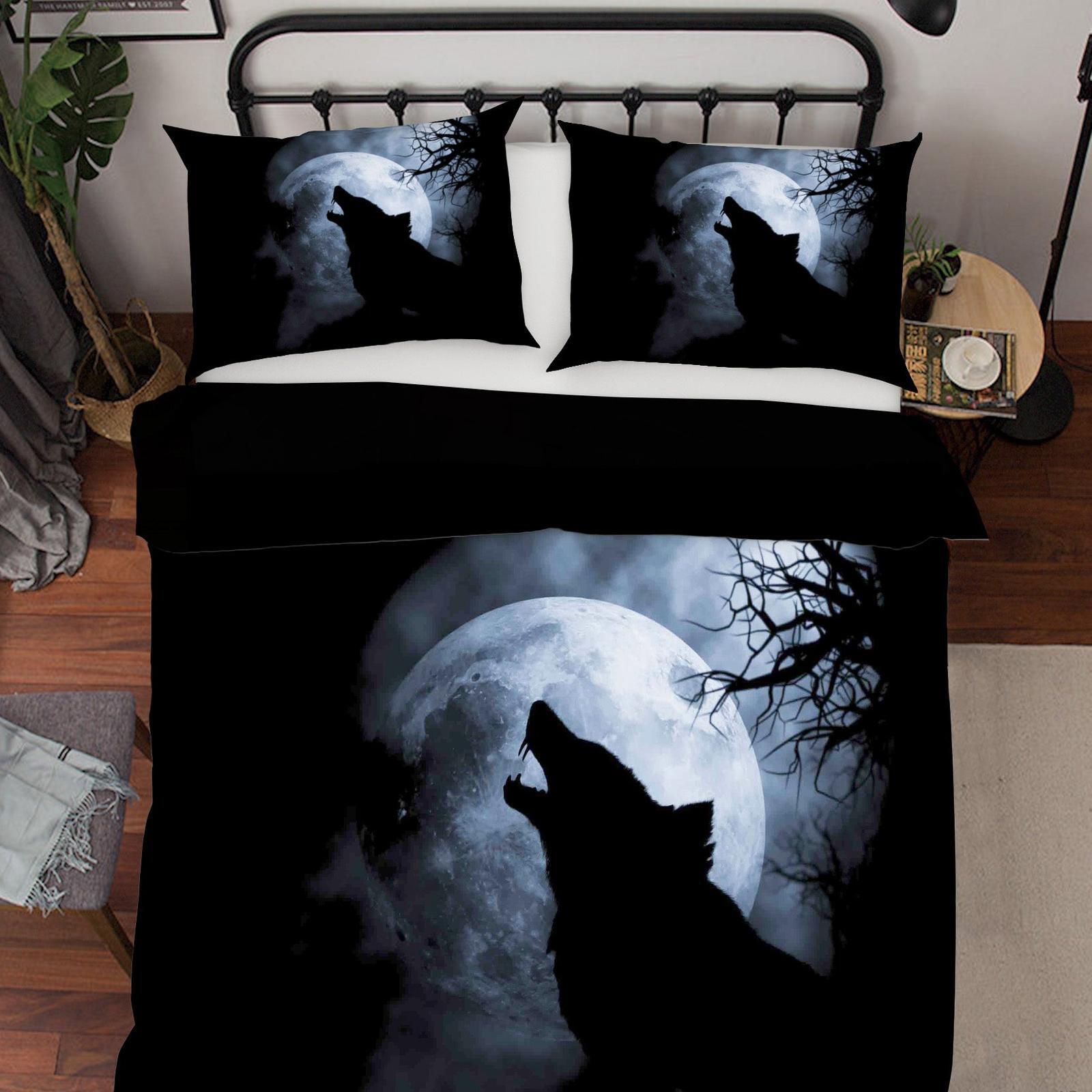 3D Moon Wolf Quilt Cover Set Bedding Set Duvet Cover Pillowcases SF07 ...