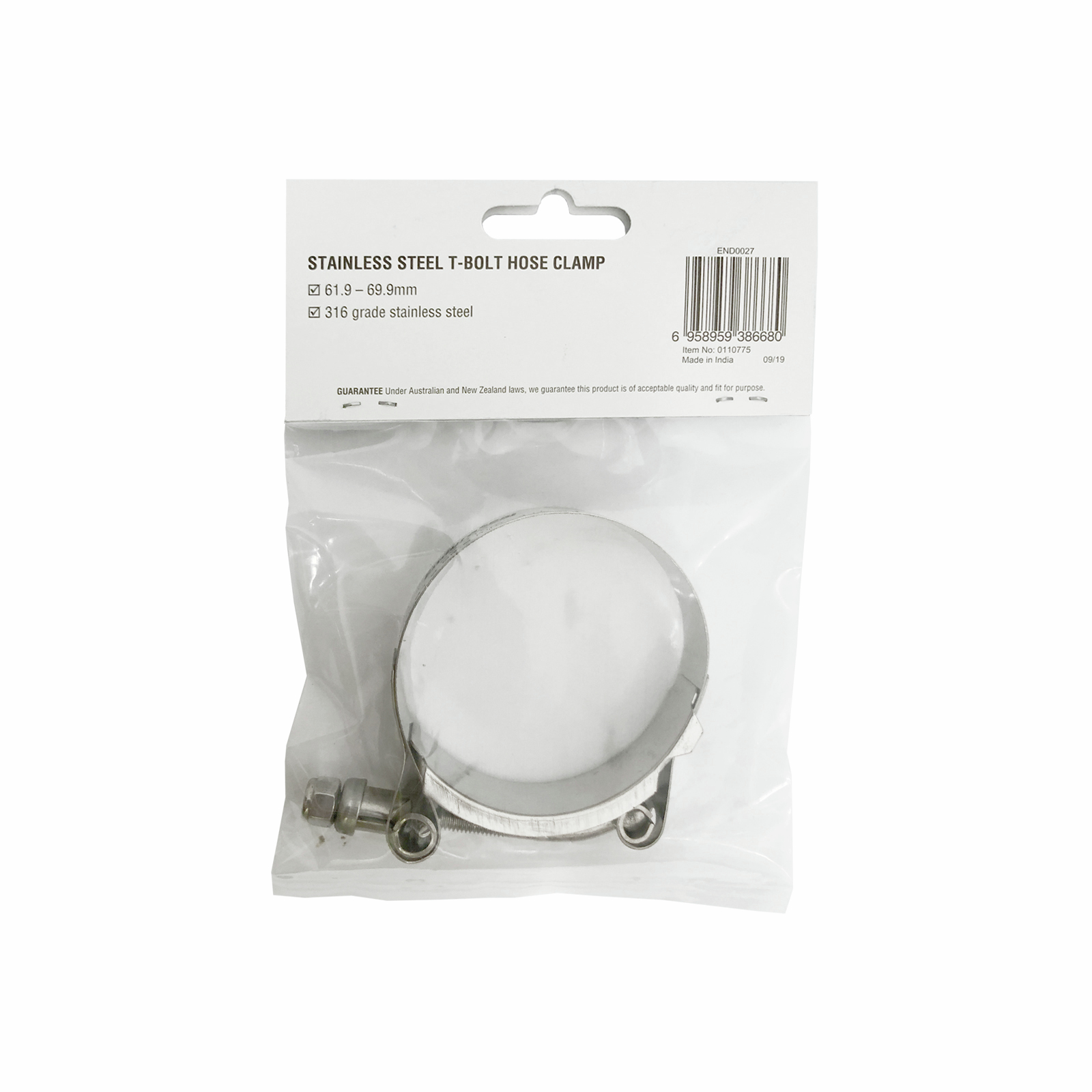 Enduraseal 619 699mm Stainless Steel T Bolt Hose Clamp Bunnings New