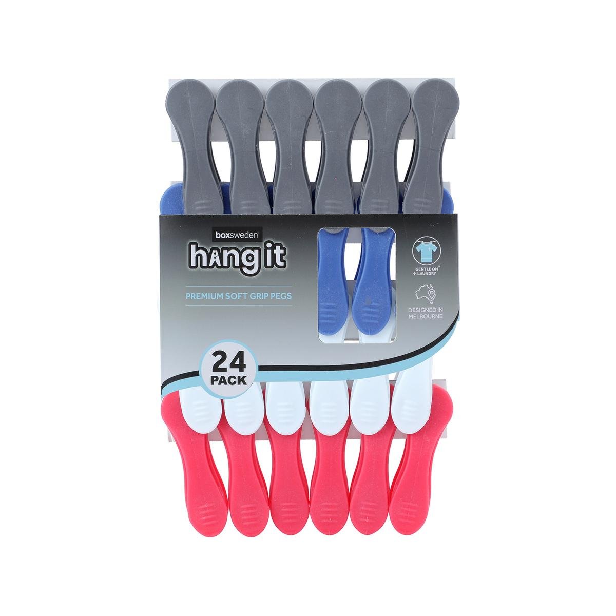 Boxsweden Premium Soft Grip Clothes Pegs - 24 Pack - Bunnings Australia