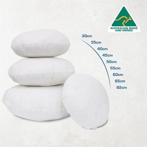 Aus Made ROUND 40cm Diameter Cushion Insert Polyester Premium Lofty ...