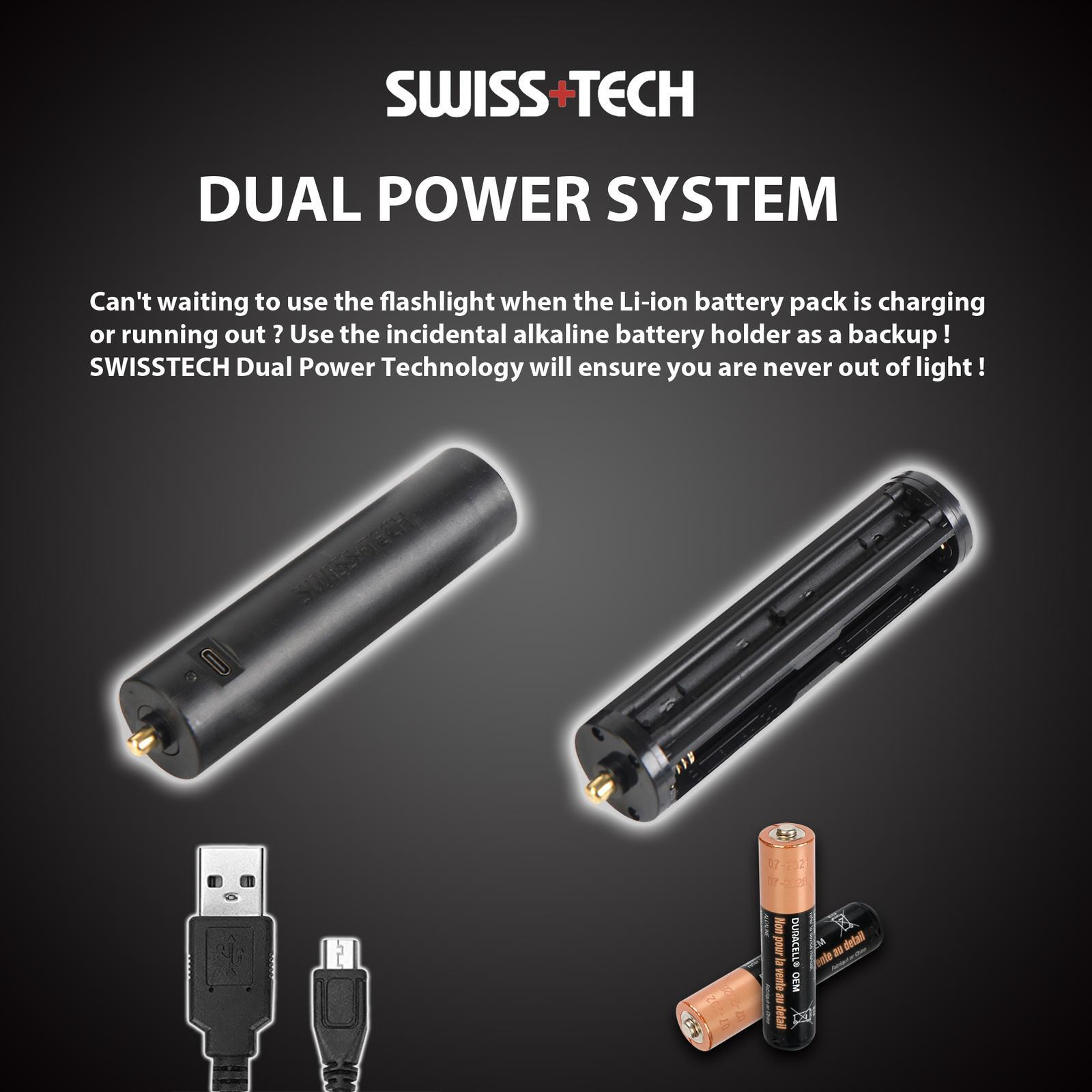 SWISS+TECH 1000lm Dual Power Rechargeable Drop Proof Flashlight ...