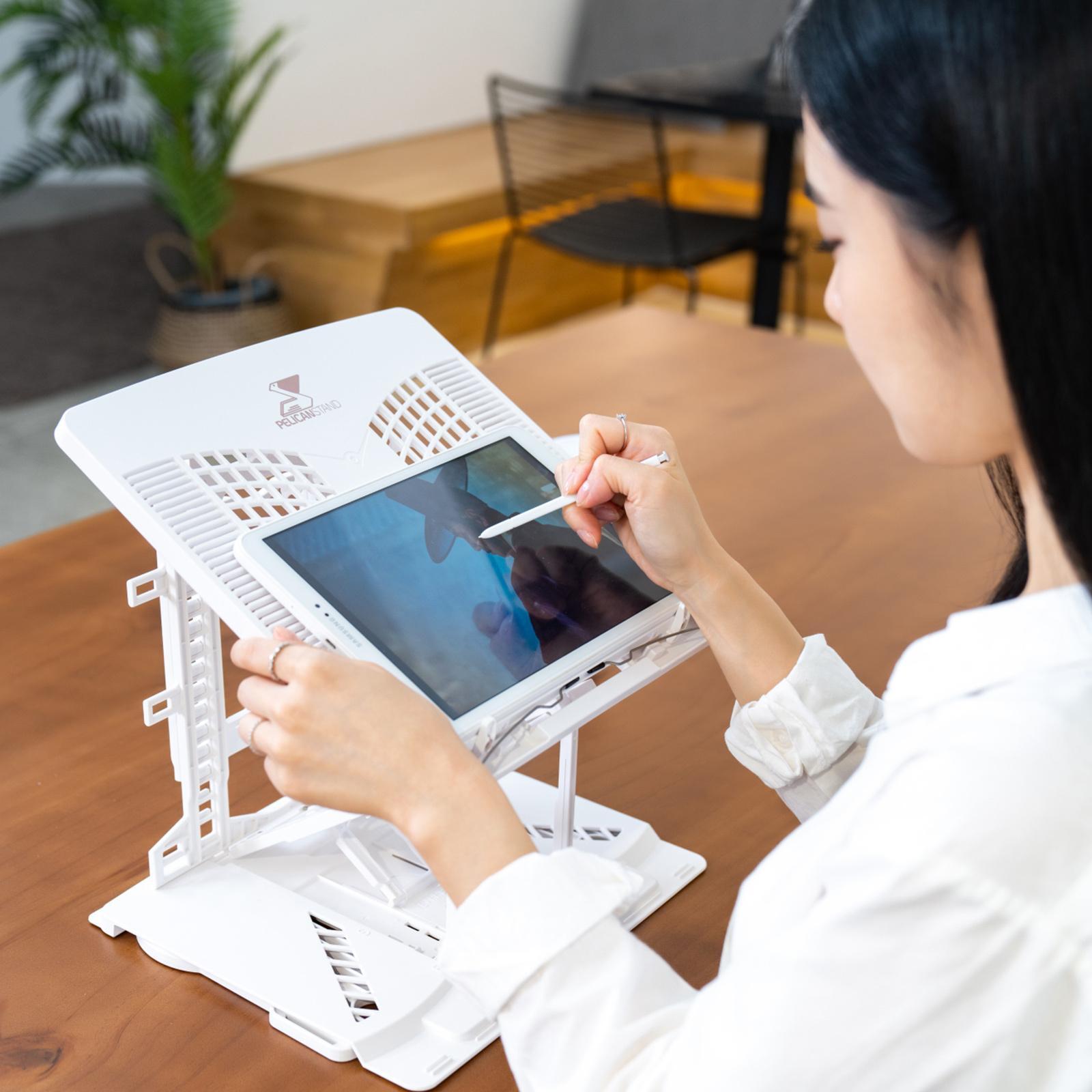 Pelican Stand White Adjustable Laptop Holder Foldable Tablet Book PC ...