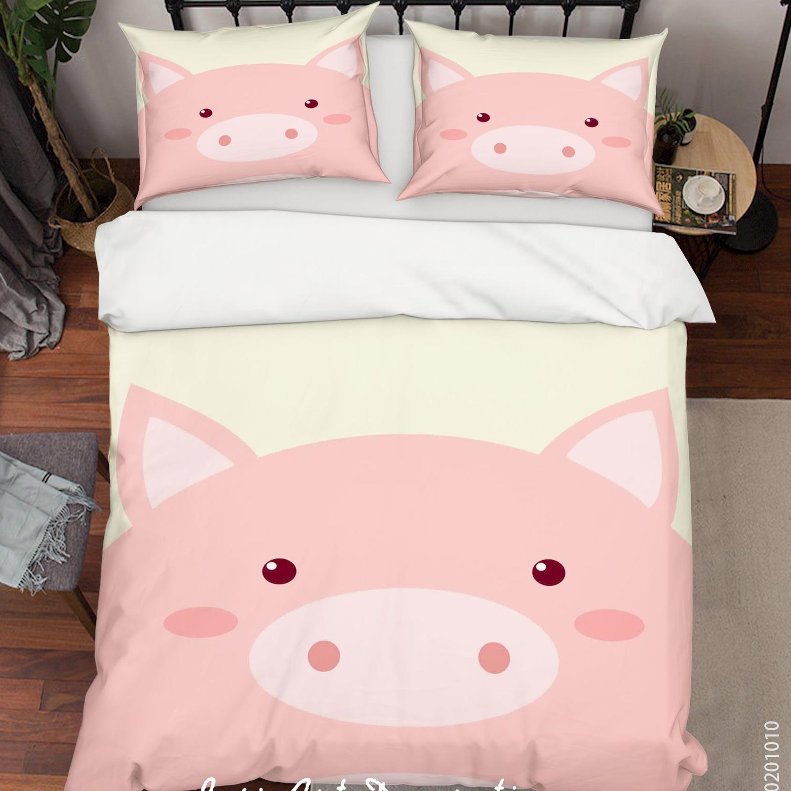 3D Cartoon Cute Animal Pig Quilt Cover Set Bedding Set Duvet Cover ...