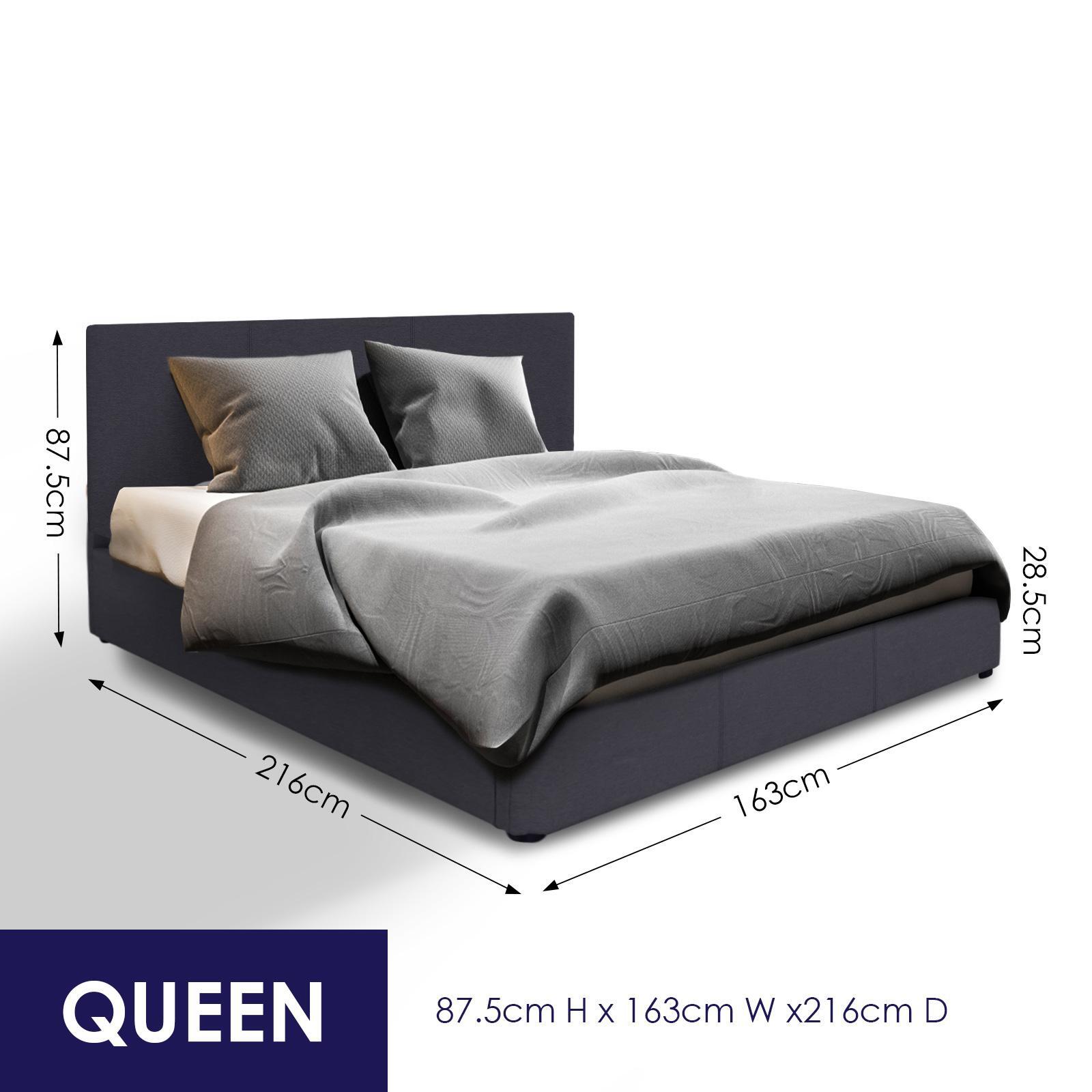 Milano Luxury Gas Lift Bed Frame And Headboard Double Queen King Black ...