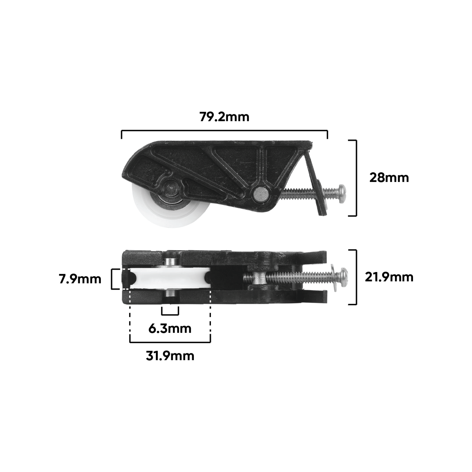Rolltrak Adjustable Nylon Carriage And Acetal Roller - Bunnings Australia