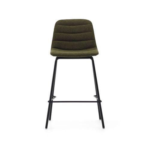 Zunilda stool in dark green and steel chenille with matt black finish ...