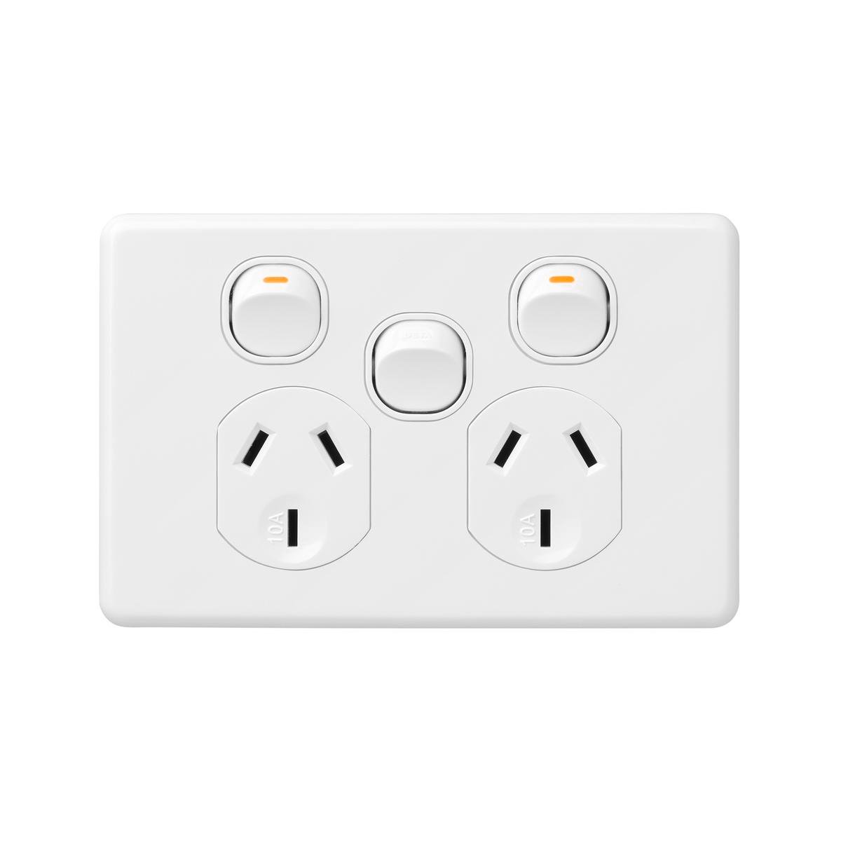 DETA X6 White Double Power Point with Extra Switch - Bunnings Australia