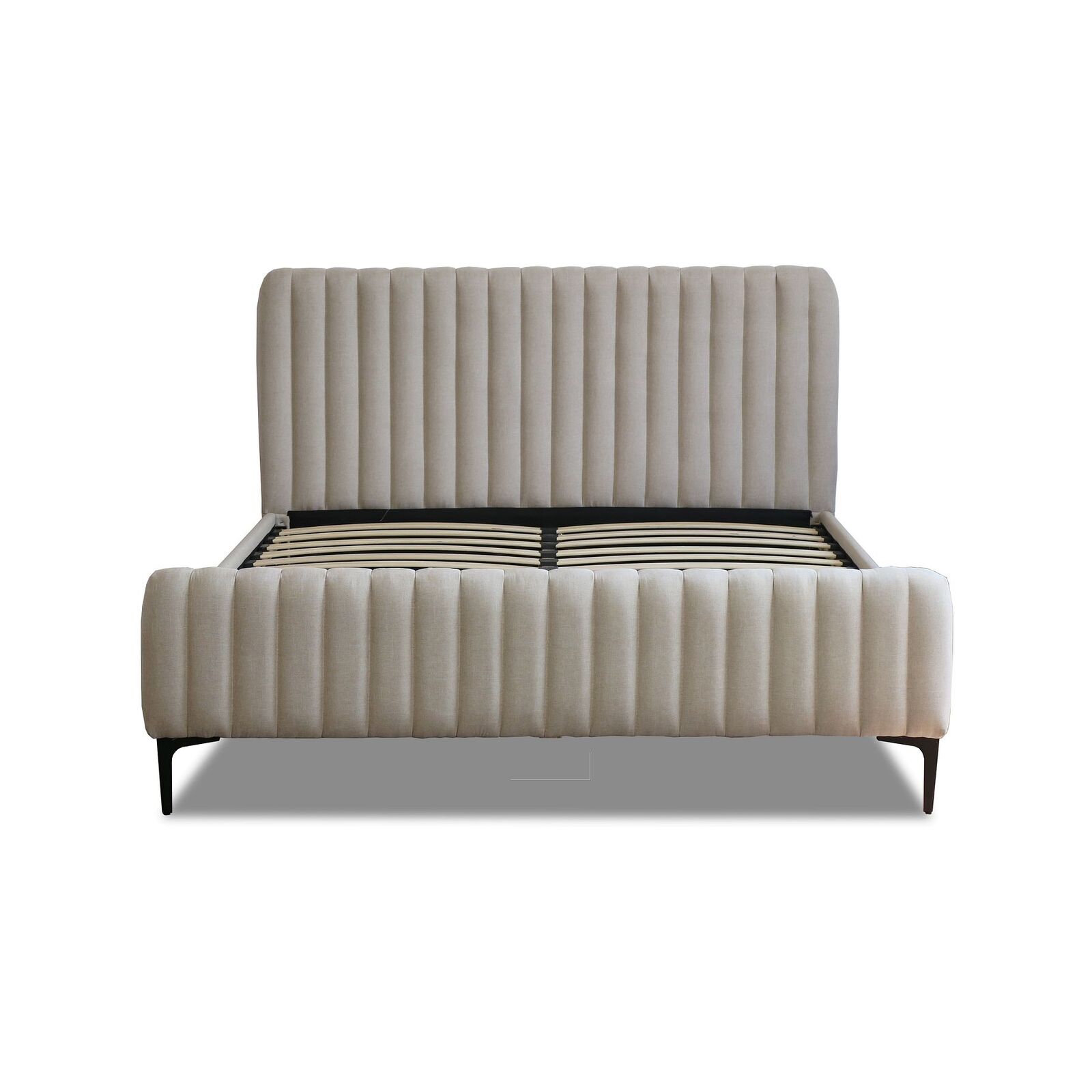 Istyle Modern Classic Alissa King Fabric Bed Frame White Oak with Black ...