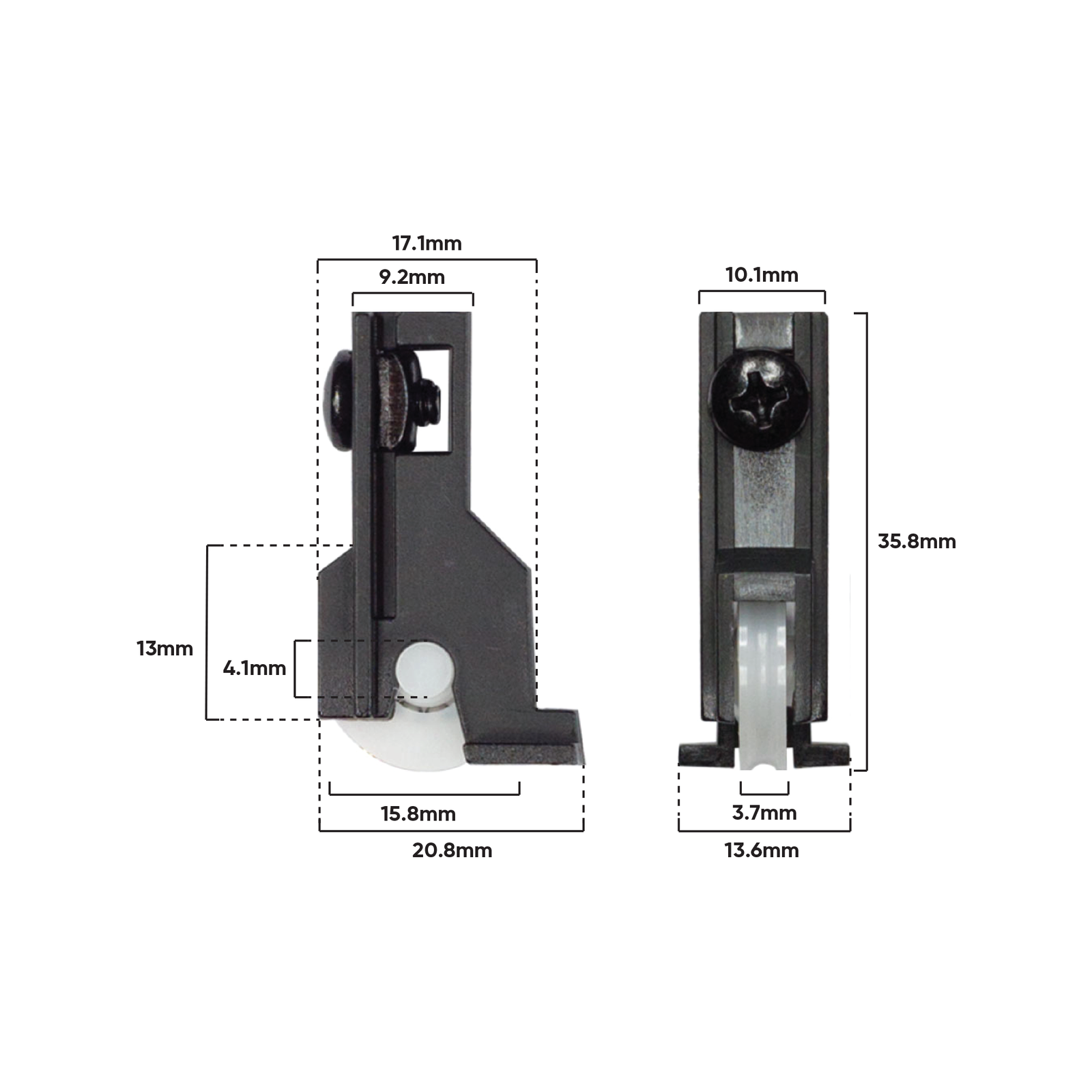 Rolltrak Adjustable Nylon Carriage And Acetal Roller - Bunnings Australia
