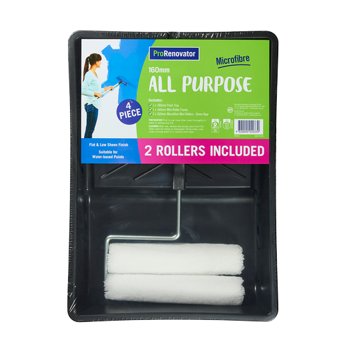 ProRenovator 160mm 4 Piece All Purpose Microfibre Mini Roller Kit ...