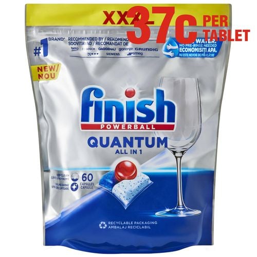 Finish Quantum 60 Pack Regular All-In-One Dishwashing Tablets ...