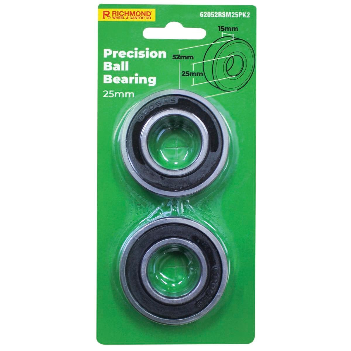 Richmond 52 x 25 x 15mm Rubber Sealed Precision Bearing - 2 Pack ...