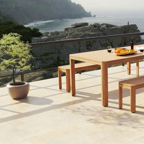 Mimosa Mandala 220x100cm Teak Dining Table - Bunnings Australia