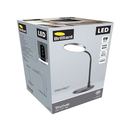 Brilliant 38cm Black Thrive Light Tone Changing LED Desk Lamp ...