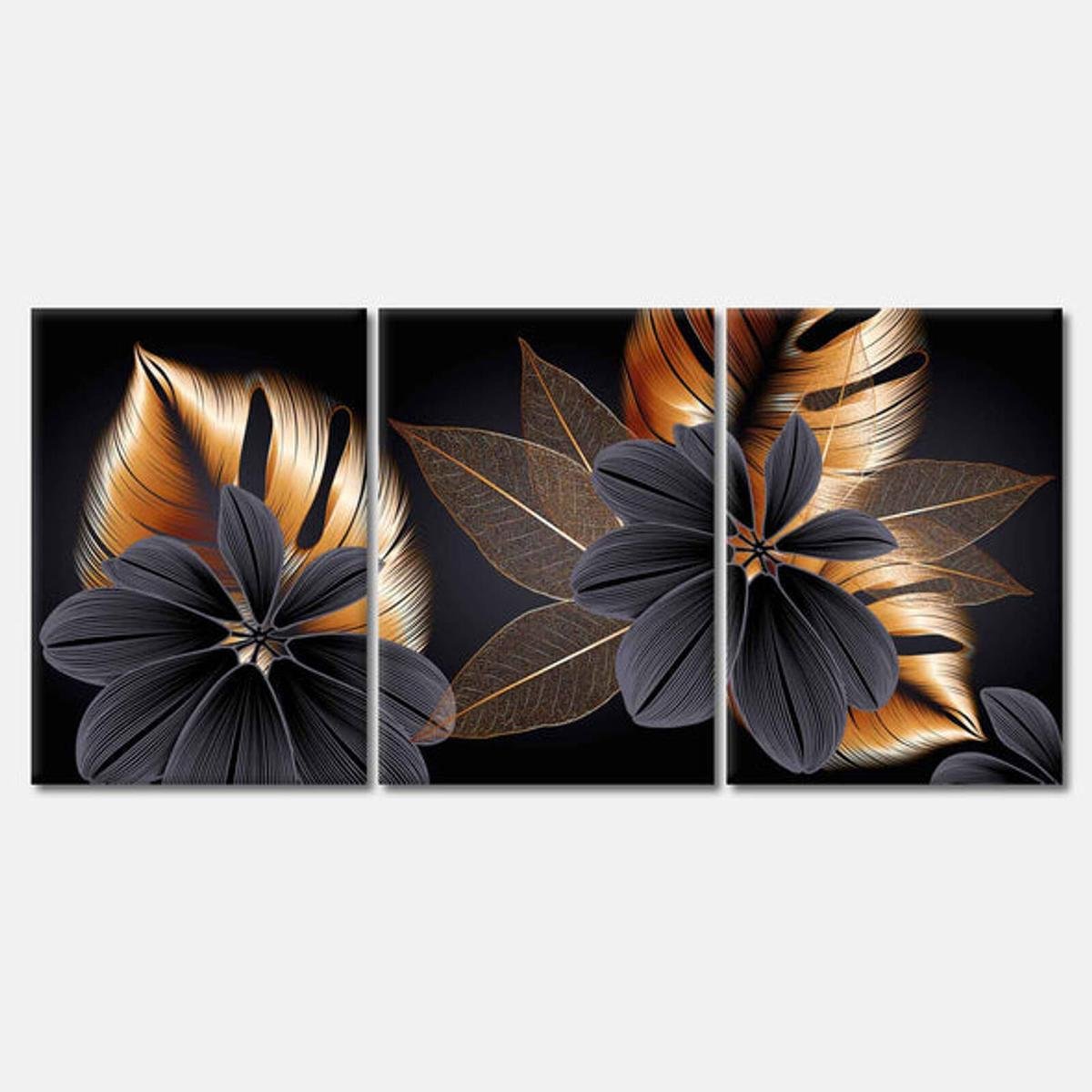 3 Set of Gold Floral Abstract Print 100% Australian Made 3 x 50x75cm ...