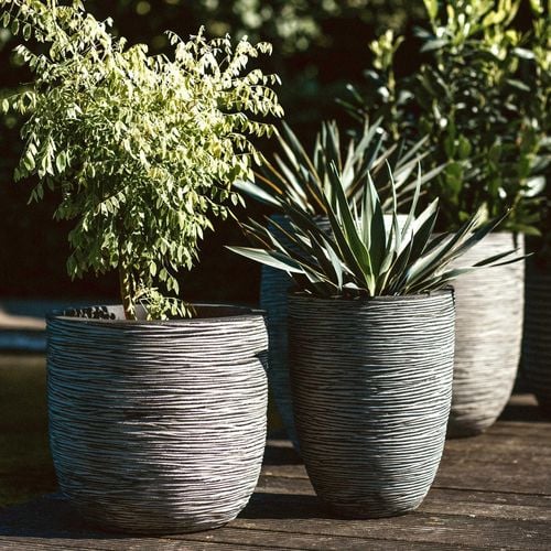 Capi 43 x 41cm Anthracite Rib Outdoor Plant Pot - Bunnings New Zealand