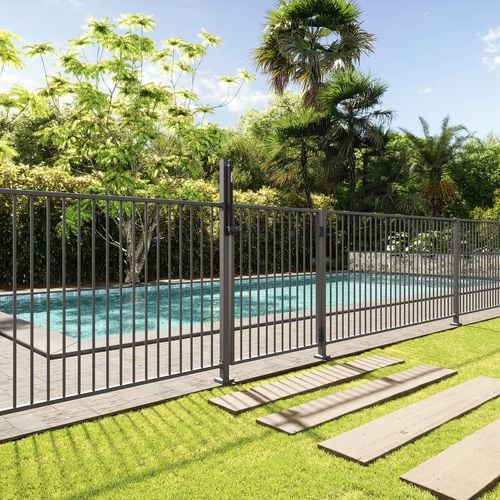 ProtectorAl 975 x 1200mm Woodland Grey Aluminium Flat Top Pool Gate ...