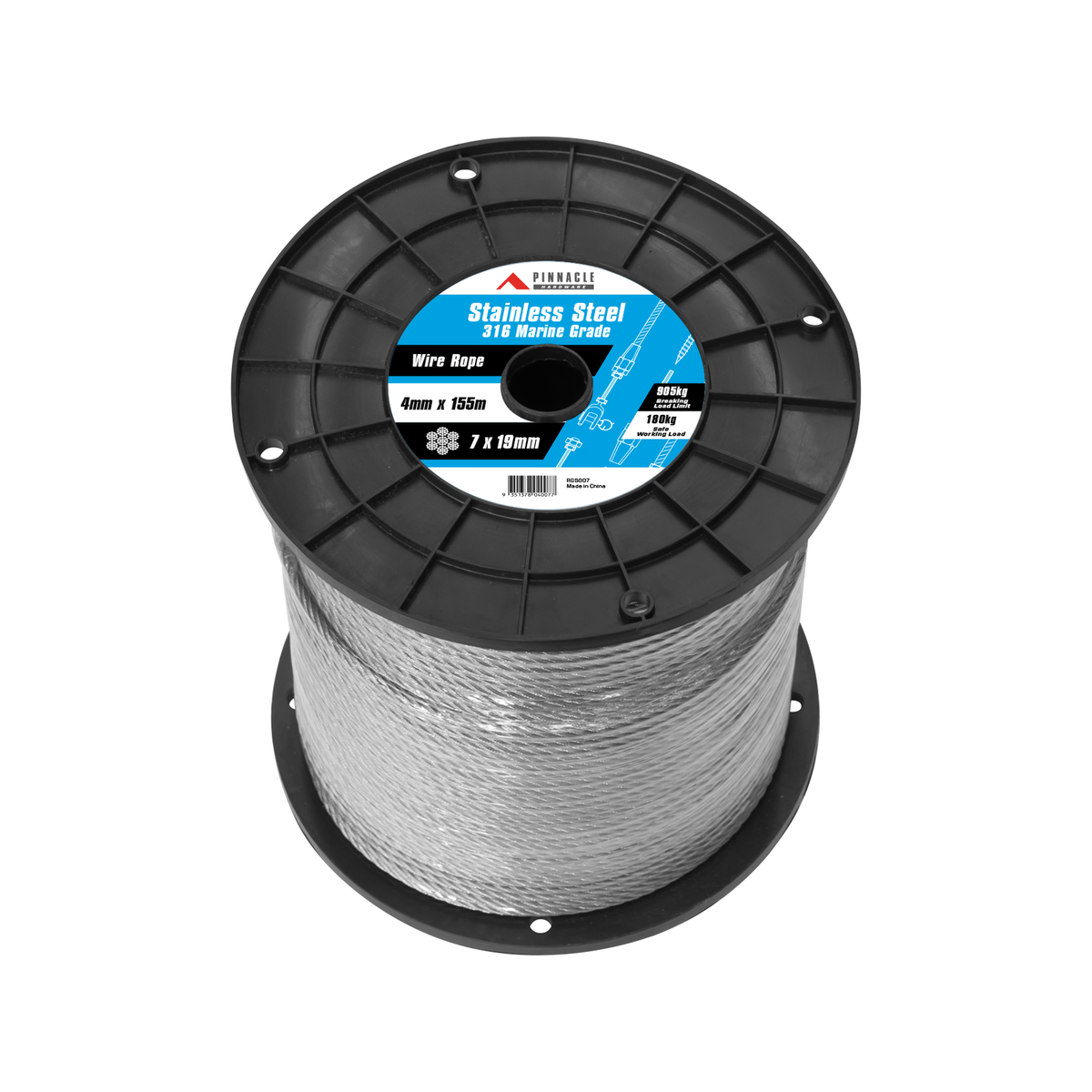 Pinnacle 4mm x 155m Marine Grade Stainless Steel Wire Rope - Bunnings ...