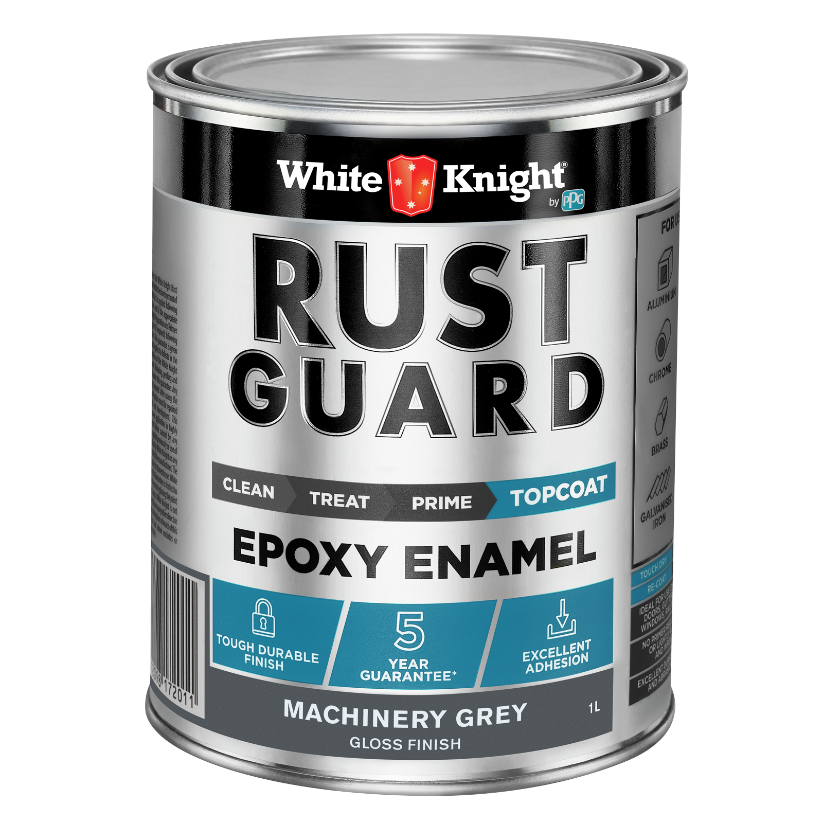 White Knight 1L Machinery Grey Gloss Rust Guard Epoxy Enamel Paint ...