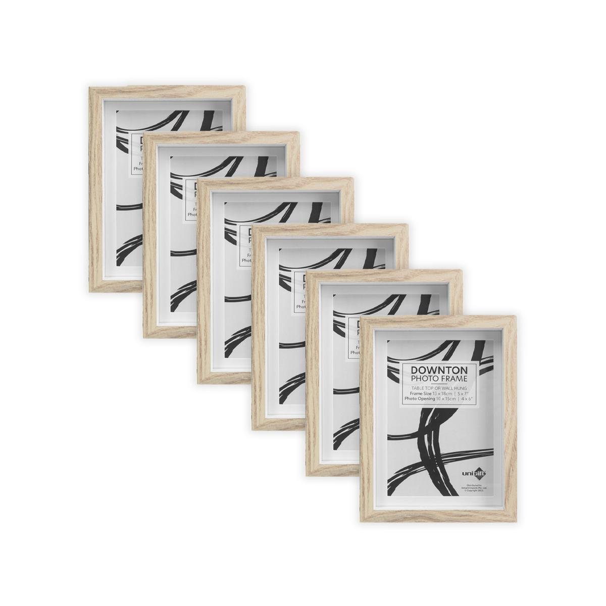 6PK Unigift Downton 13x18cm MDF/Glass Matt Picture Frame - Natural ...