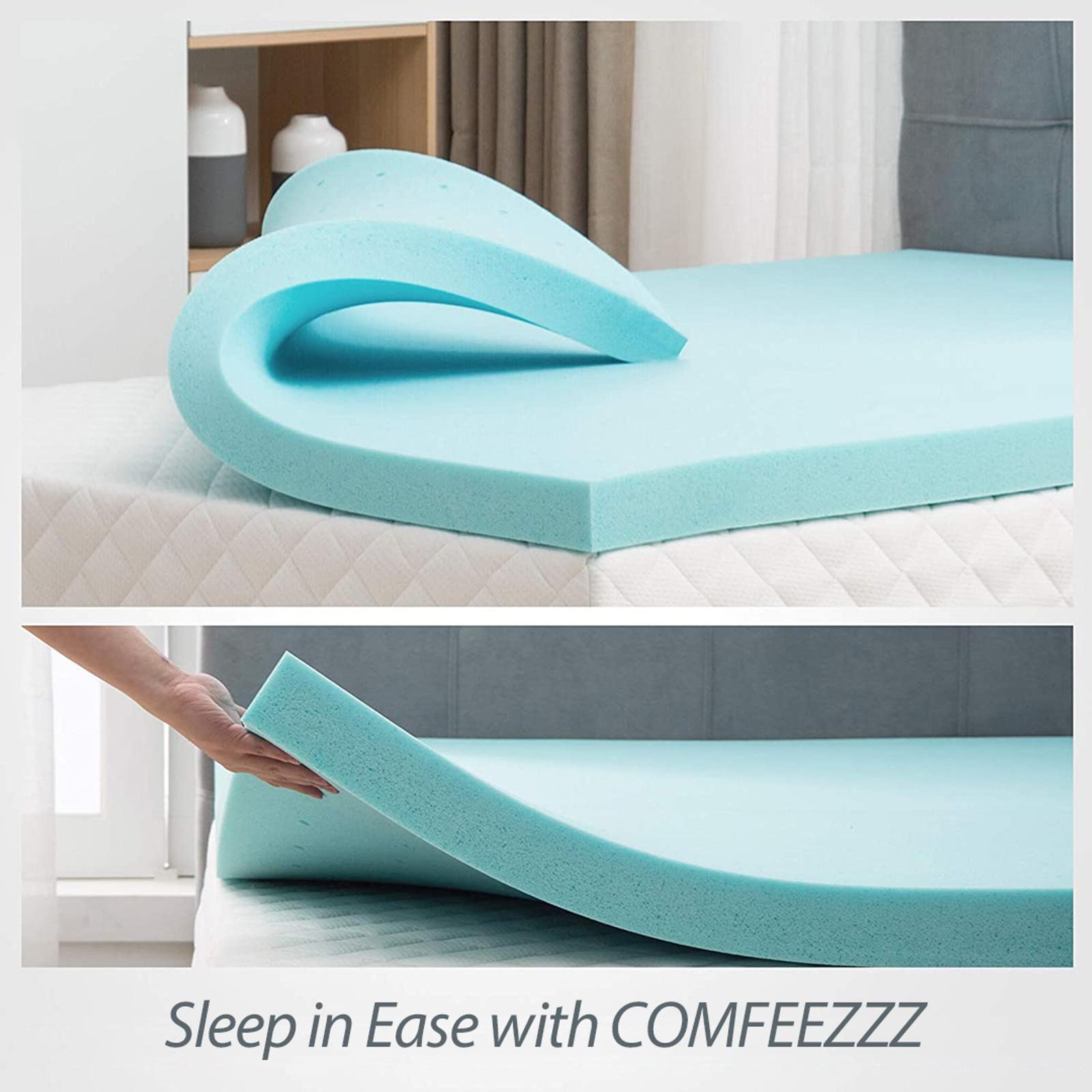 Comfeezzz Double Memory Foam Mattress Protector Topper Cool Gel Bed ...