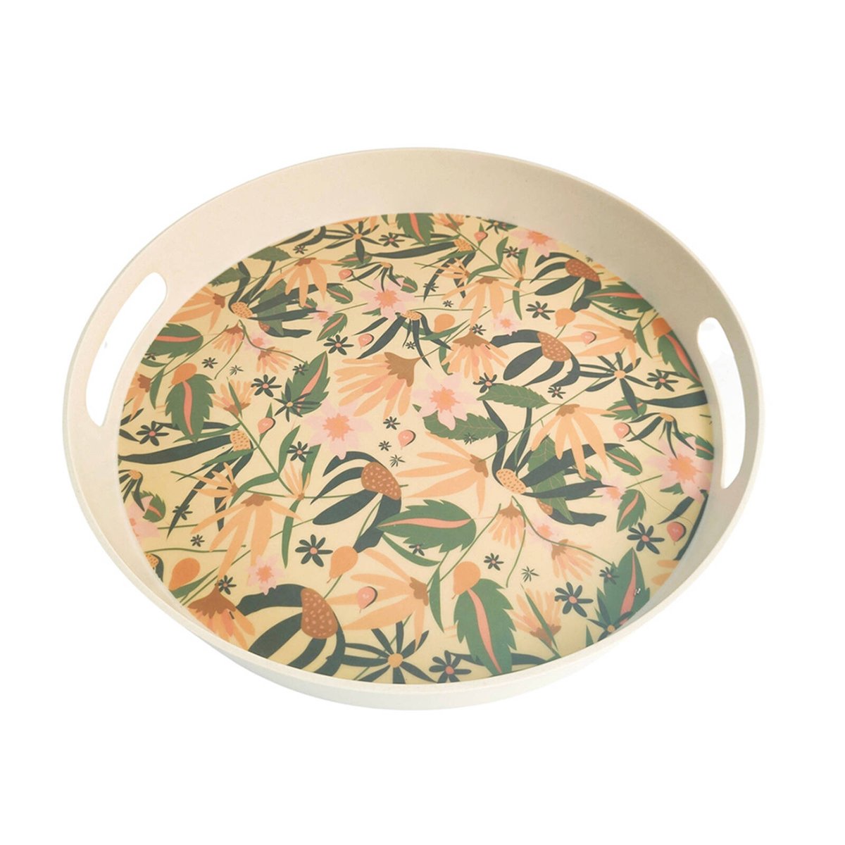 Urban 33cm Cassia Floral Round Tray Food Serving - Yellow - Bunnings ...