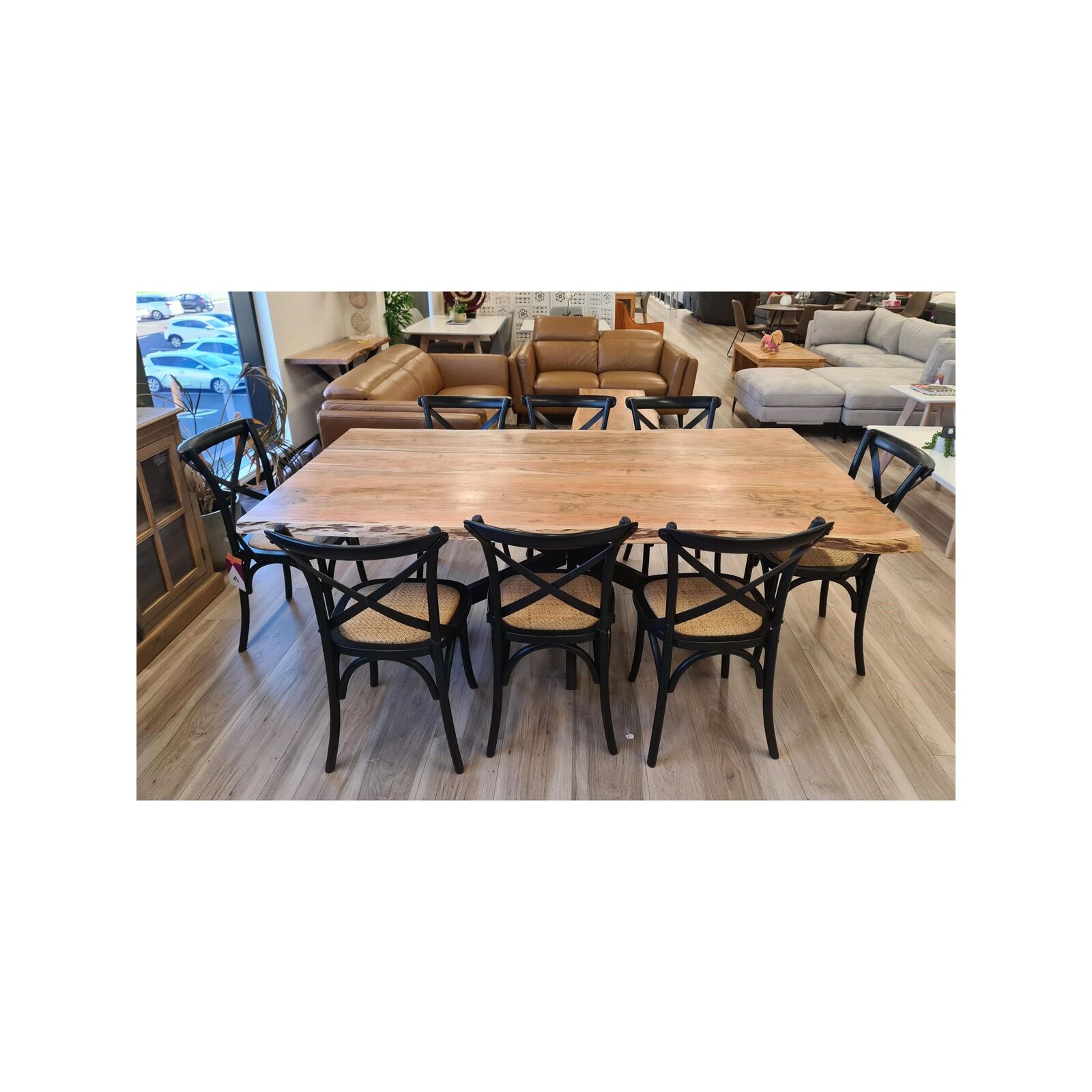 Lantana Dining Table 210cm Live Edge Solid Acacia Timber Wood Metal Leg ...