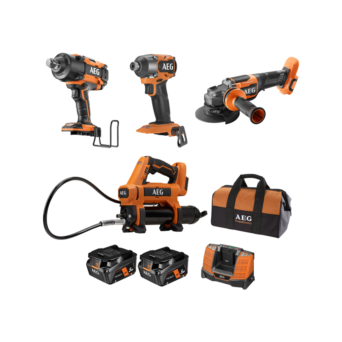 AEG 18V 5.0Ah 4 Piece FUSION Brushless Heavy Machinery Kit - Bunnings ...