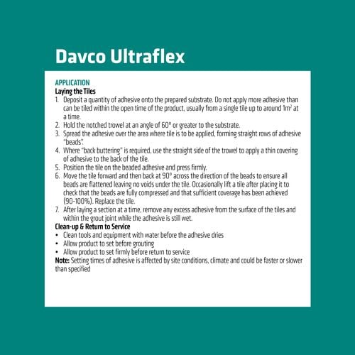 Davco 20kg Ultraflex Ceramic Tile Adhesive - Bunnings Australia