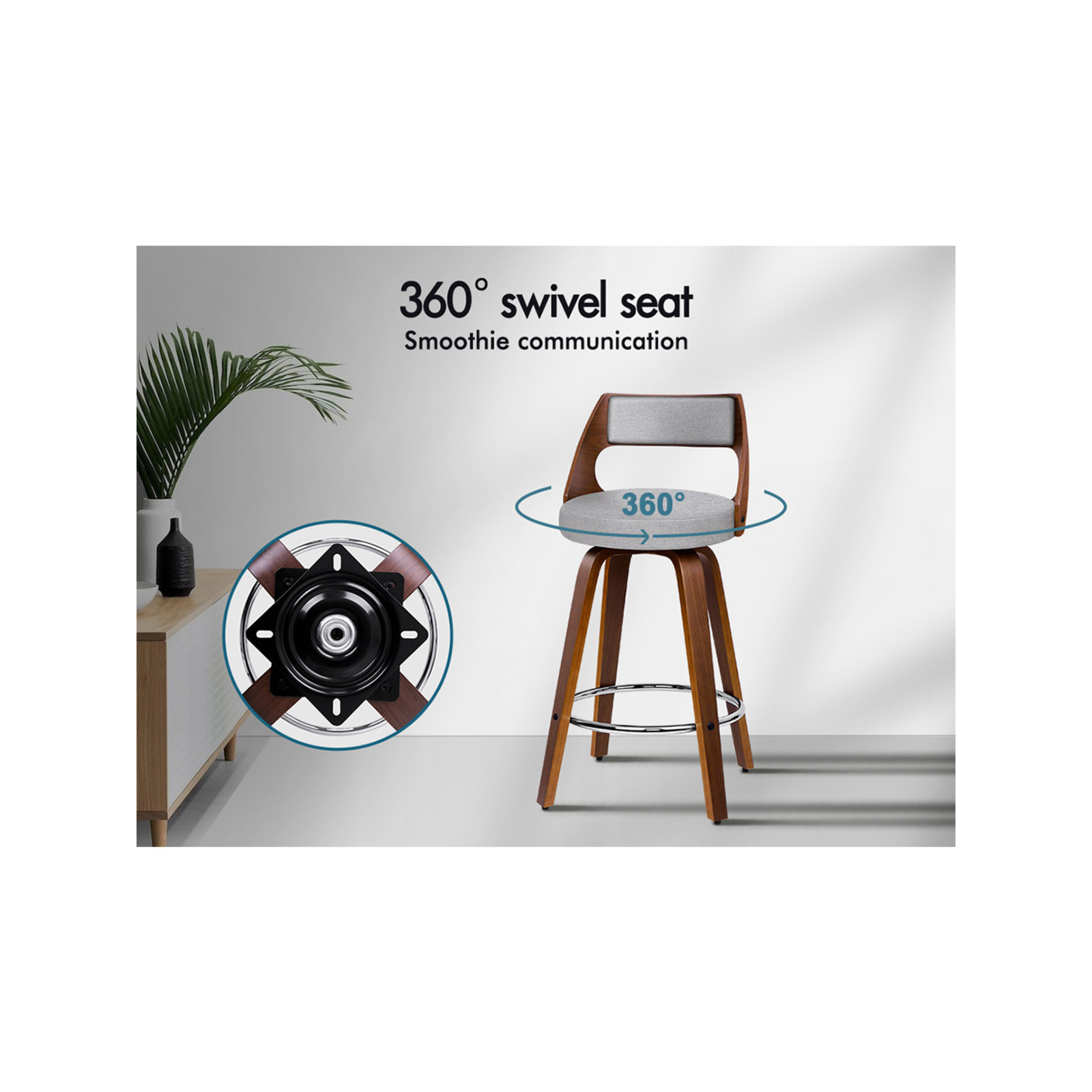 ALFORDSON Bar Stools Elegant Modern Style Stools Fabric Grey Eden x4 ...