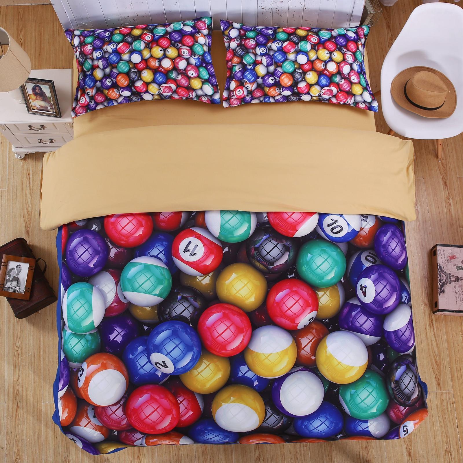 3D Billiards Snooker Quilt Cover Set Bedding Set Pillowcases - Bunnings ...
