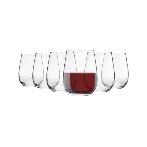 LAV 6 Piece Gaia Stemless Red Wine Glasses Set - Modern Glass Goblets ...