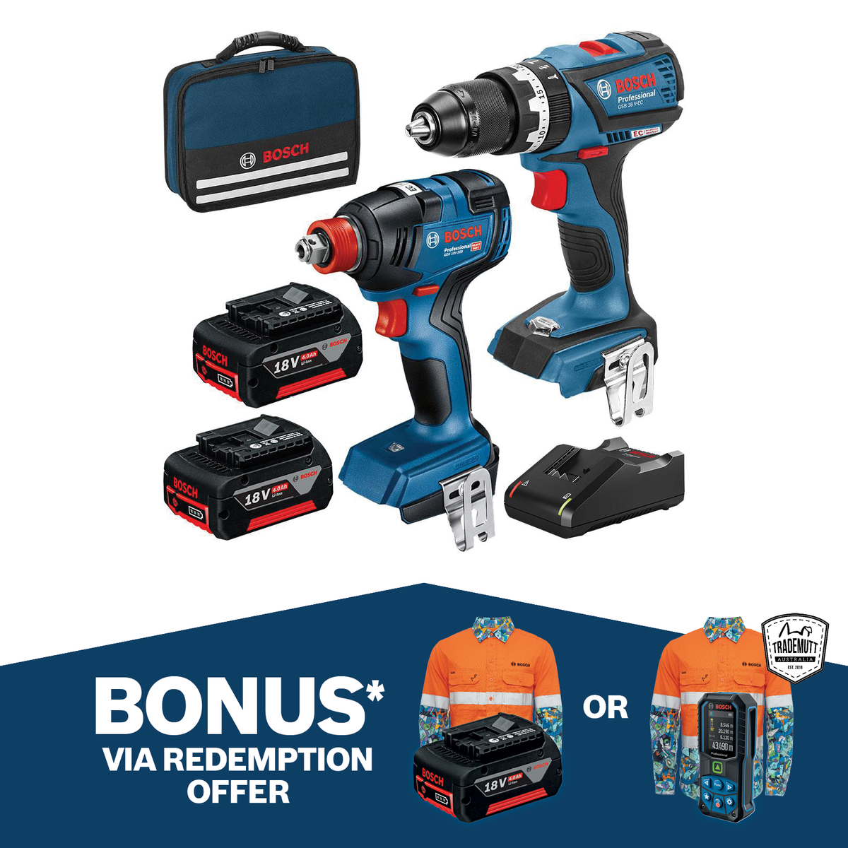 Bosch 18V Professional 2 Piece Brushless Combo Kit 0615991FH5 ...
