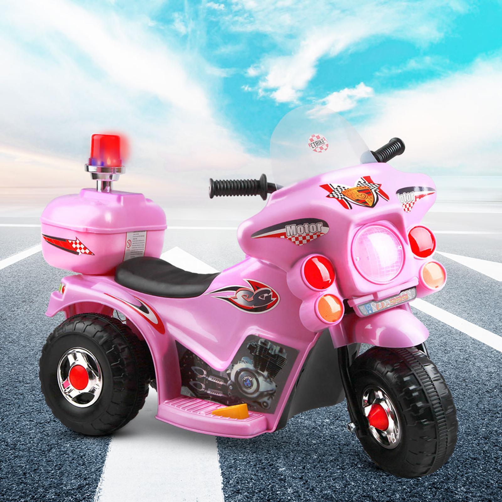 Kids Ride On Police Patrol Electric Motorbike Pink 6V - Bunnings Australia