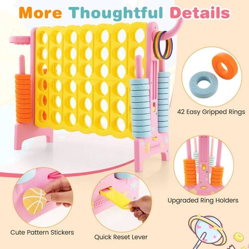 Costway Giant 4 In A Row Connect four Board Game Set w/Basketball Hoop ...
