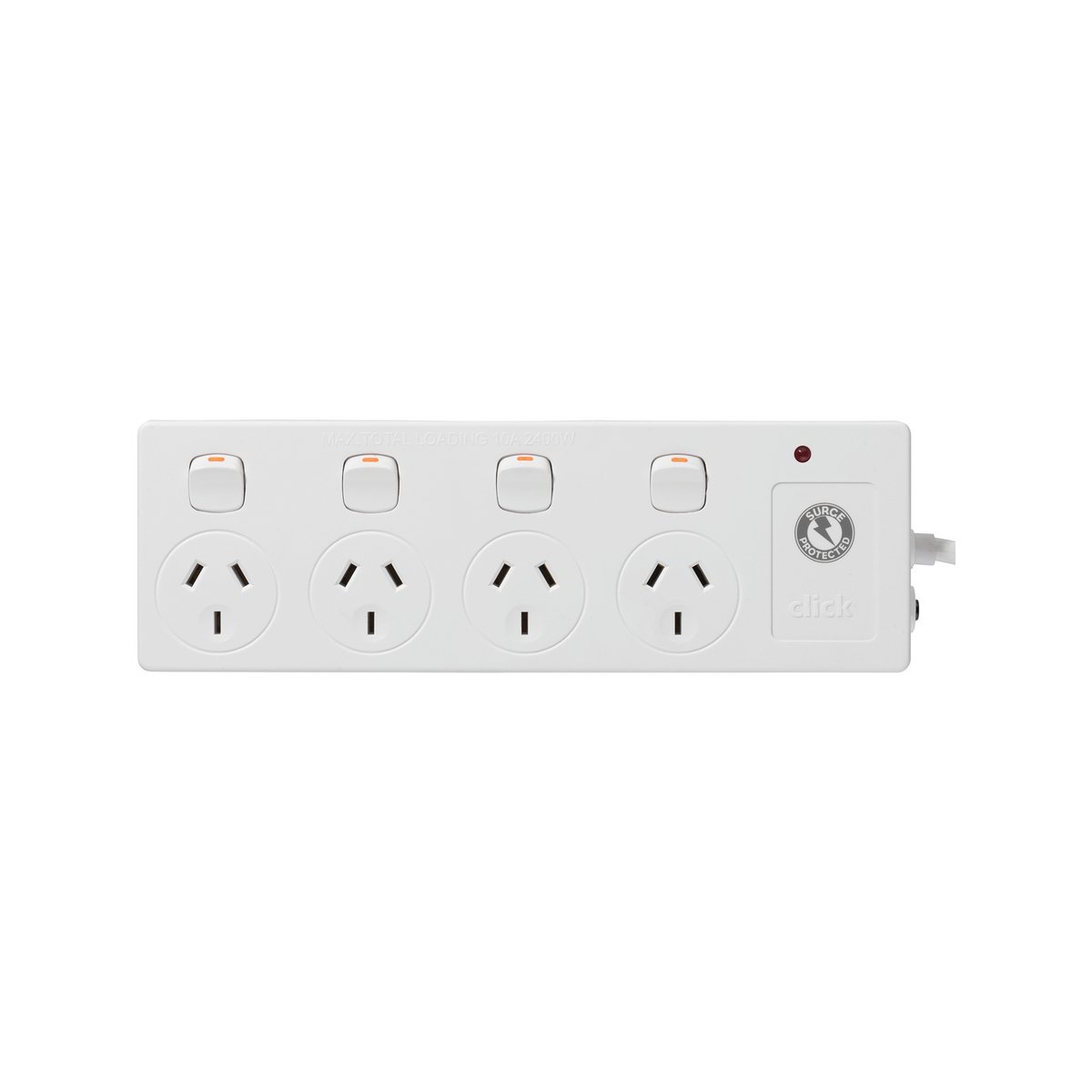 Click White 4 Outlet Switched Powerboard Surge Protect - Bunnings Australia